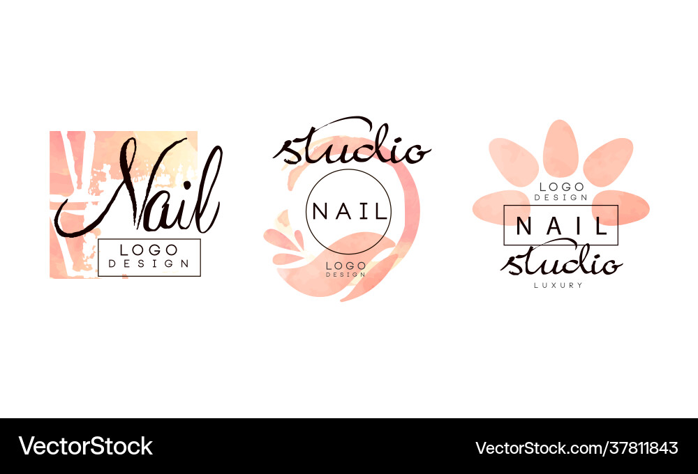 Set nail studio logo design manicure salon Vector Image