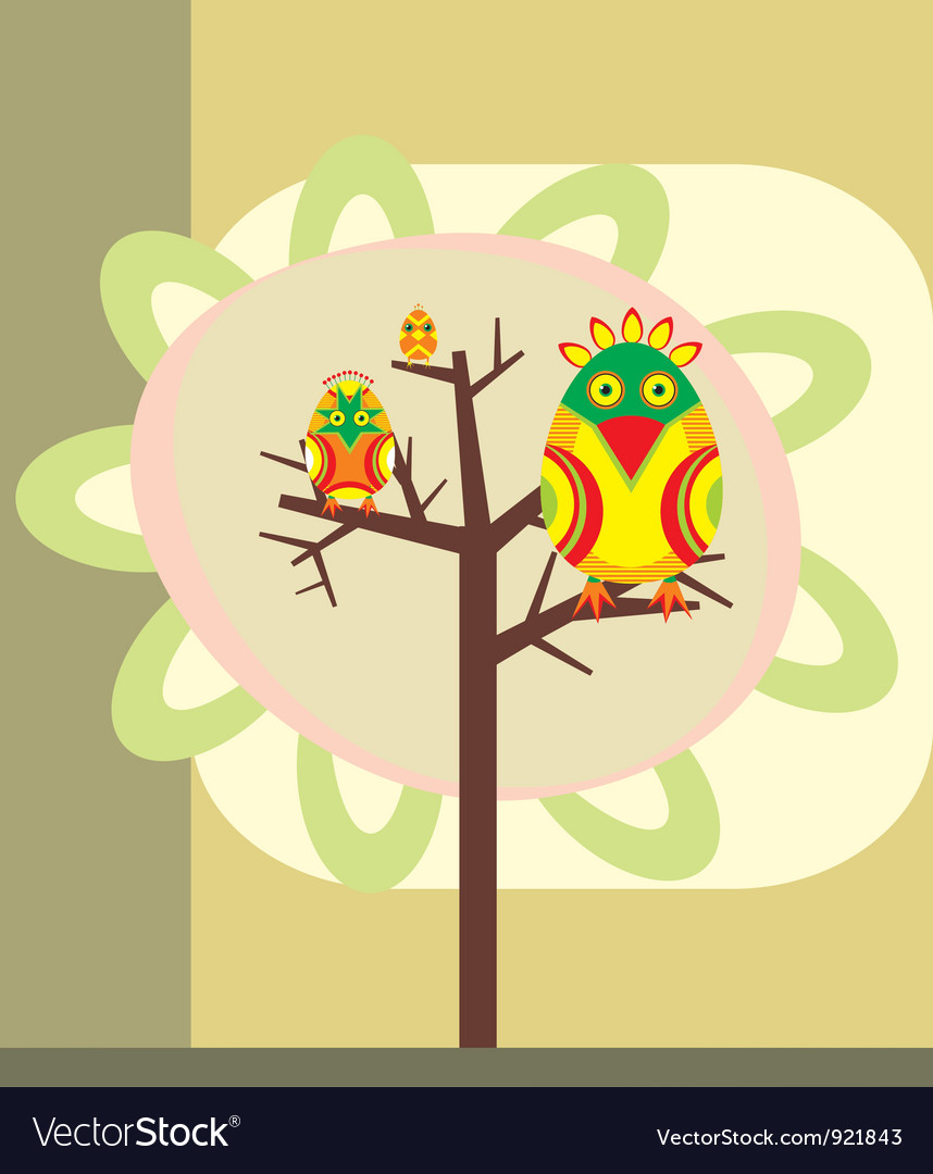 Tree birds Royalty Free Vector Image - VectorStock