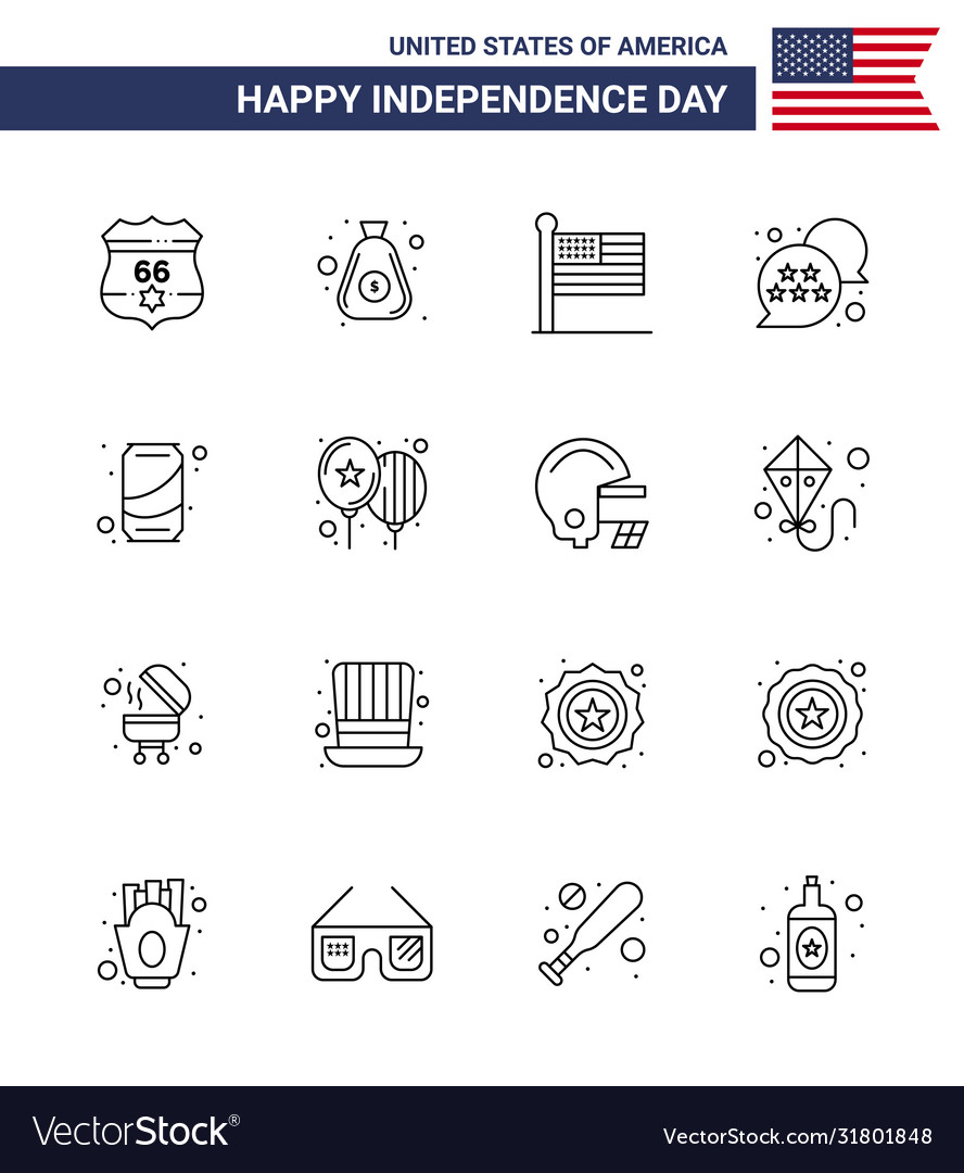 4th july usa happy independence day icon symbols Vector Image