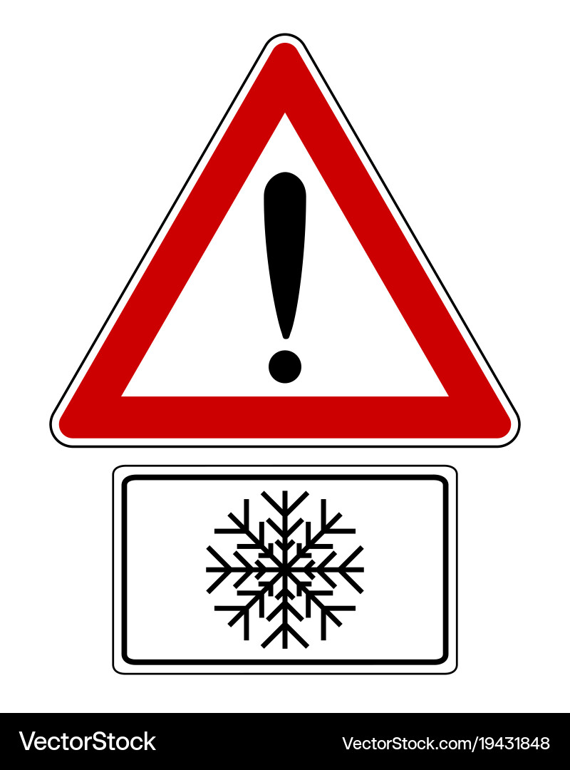 Attention sign with snow symbol Royalty Free Vector Image