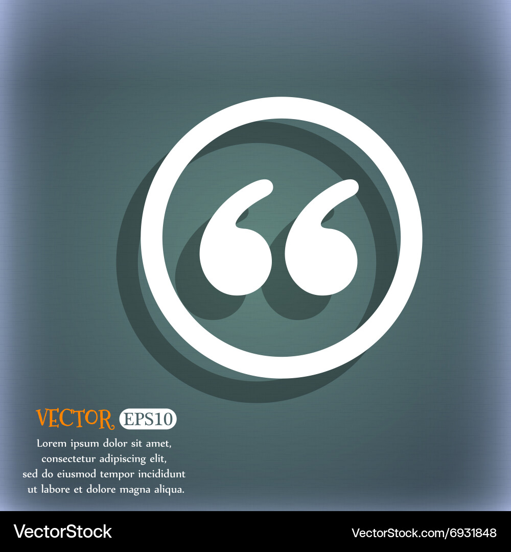 Double quotes icon on the blue-green abstract Vector Image