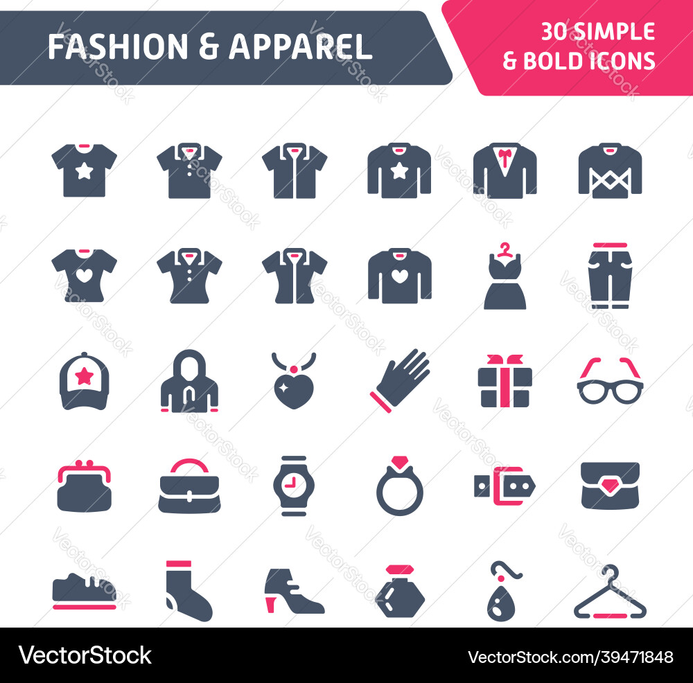 Fashion apparel icon set Royalty Free Vector Image