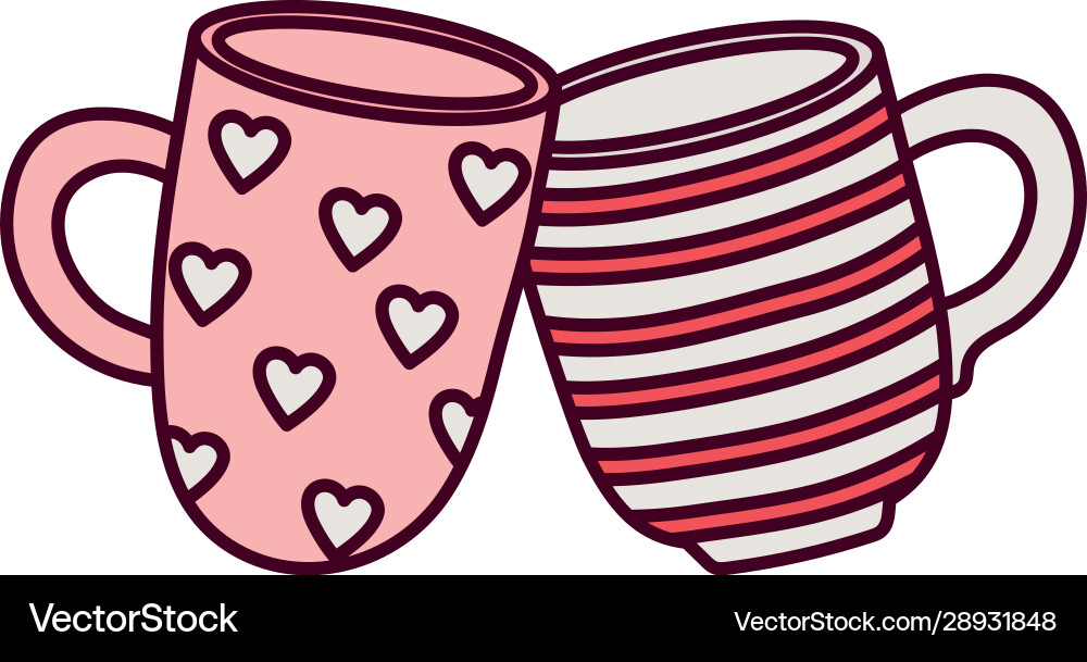 Happy valentines day romantic coffee cups Vector Image