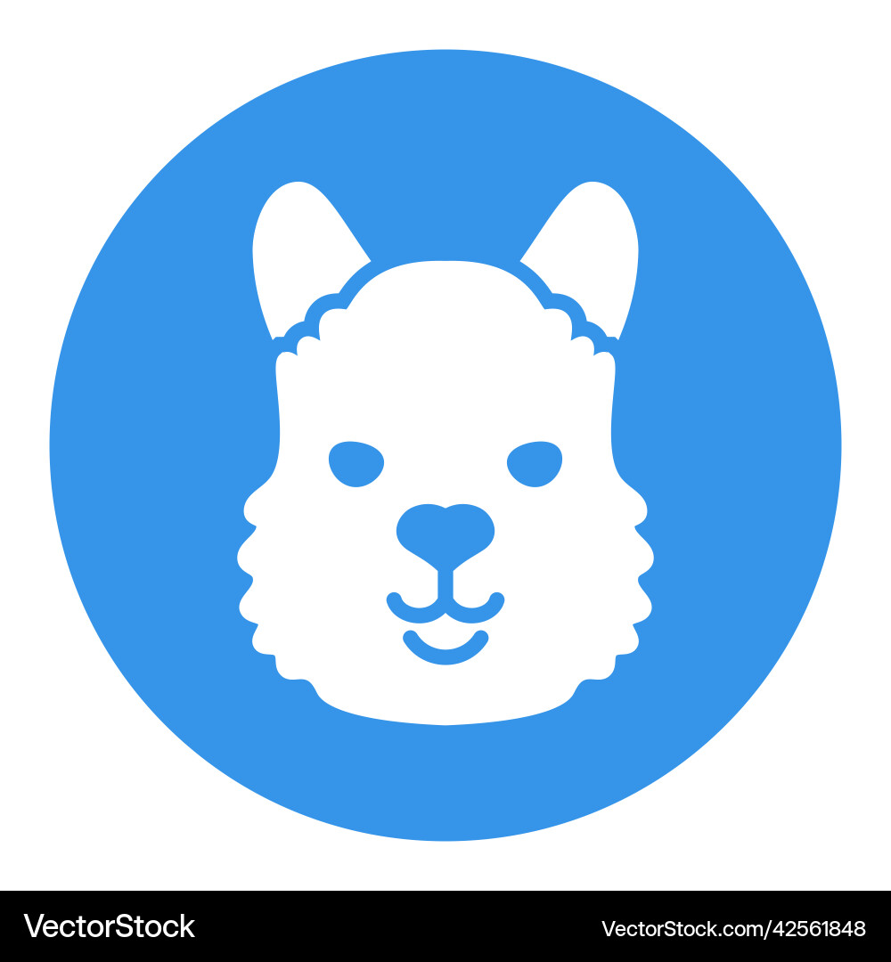 Lama glyph icon animal head symbol Royalty Free Vector Image