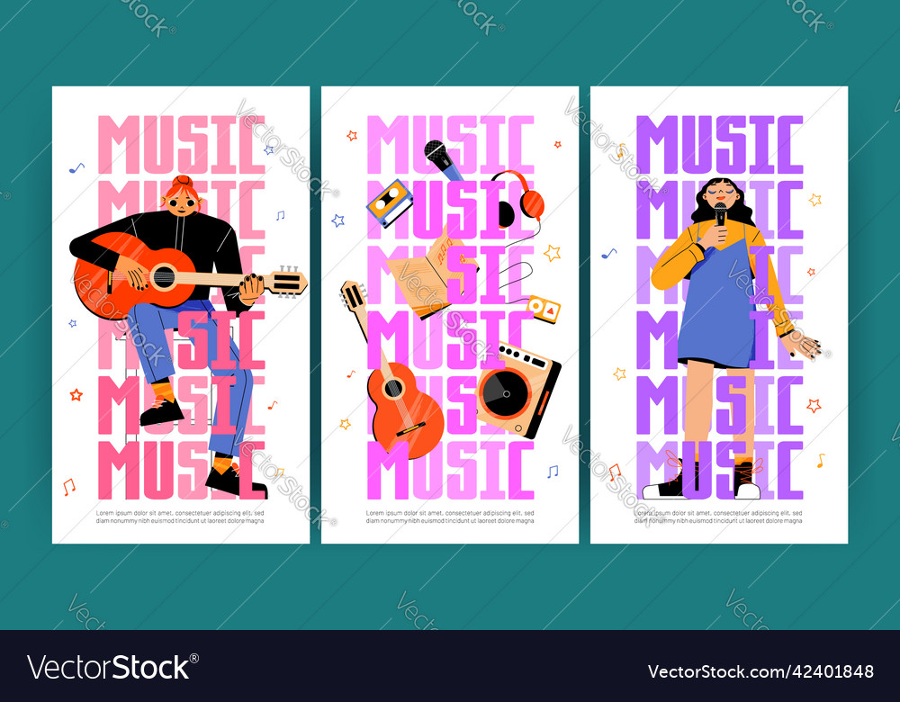 Music posters with singer and musician with guitar