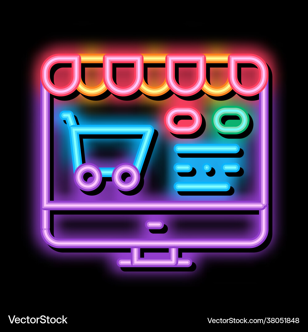 Online shopping neon glow icon Royalty Free Vector Image