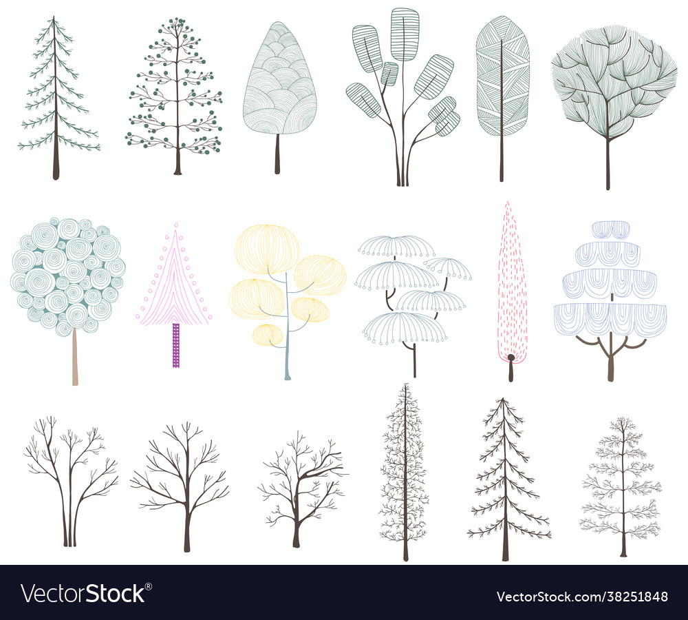 Pine trees collection Royalty Free Vector Image