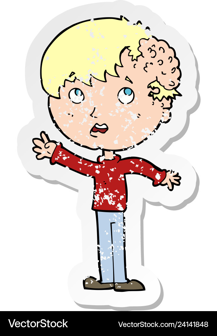 Retro distressed sticker a cartoon boy Royalty Free Vector