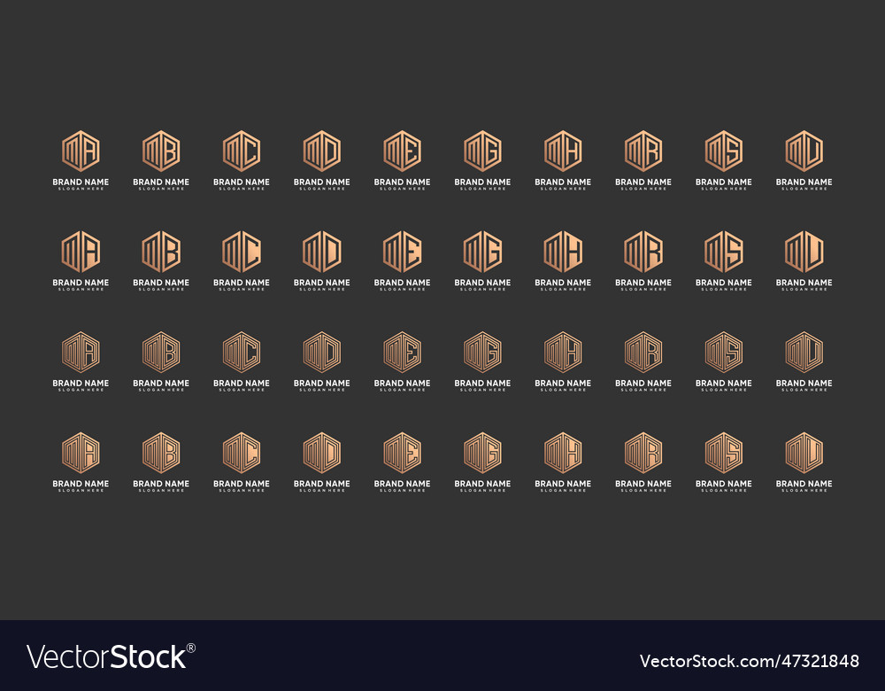 Set bundle monogram logo design initial letter m Vector Image