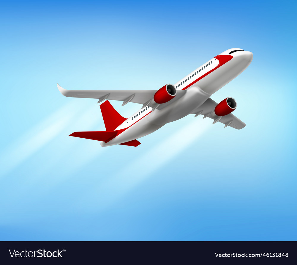 Sky flying airplane composition Royalty Free Vector Image