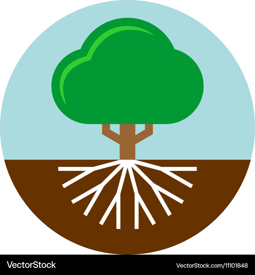 Tree with roots Trunk and crown of a Royalty Free Vector