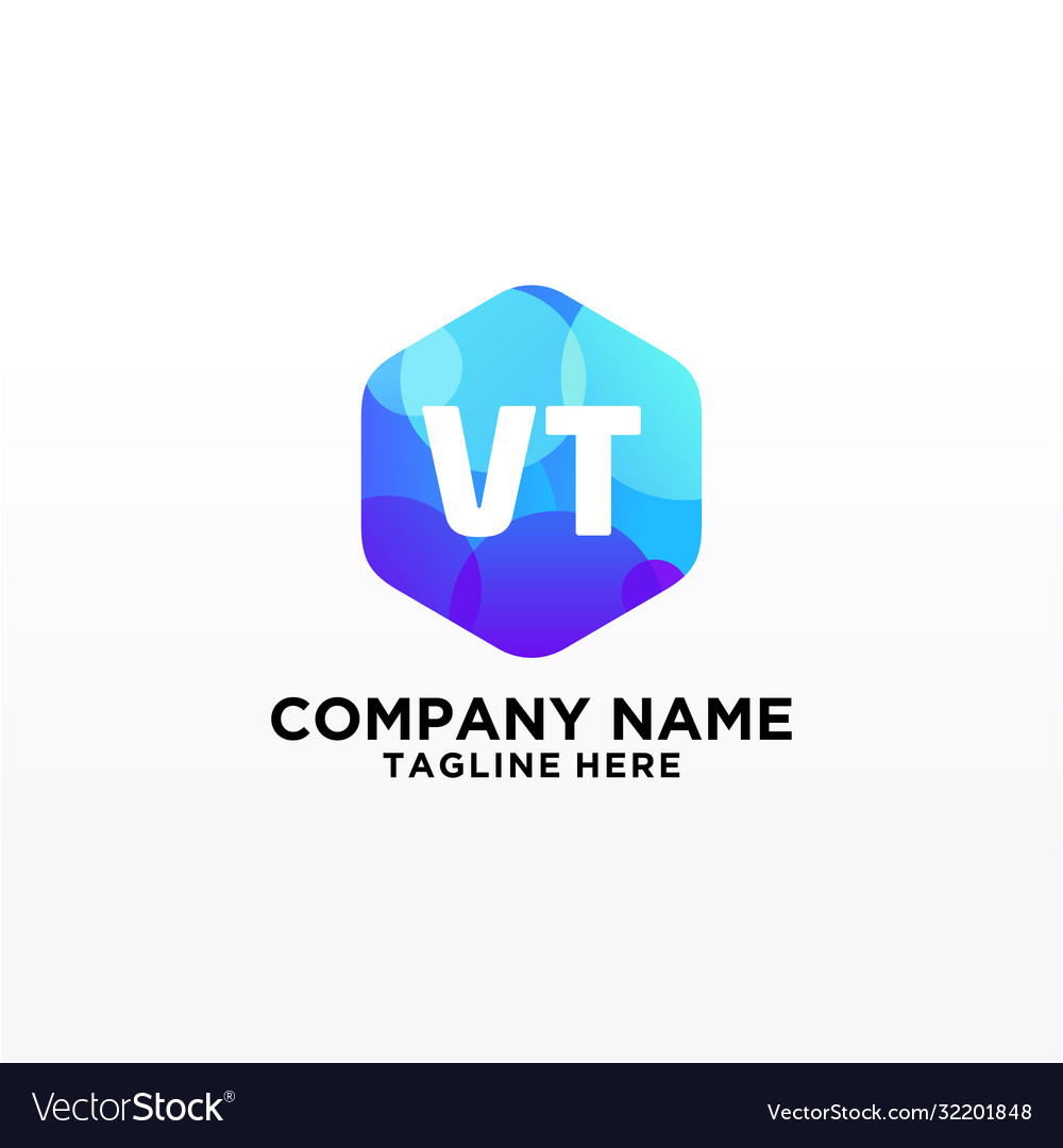 Vt initial logo with colorful circle template Vector Image