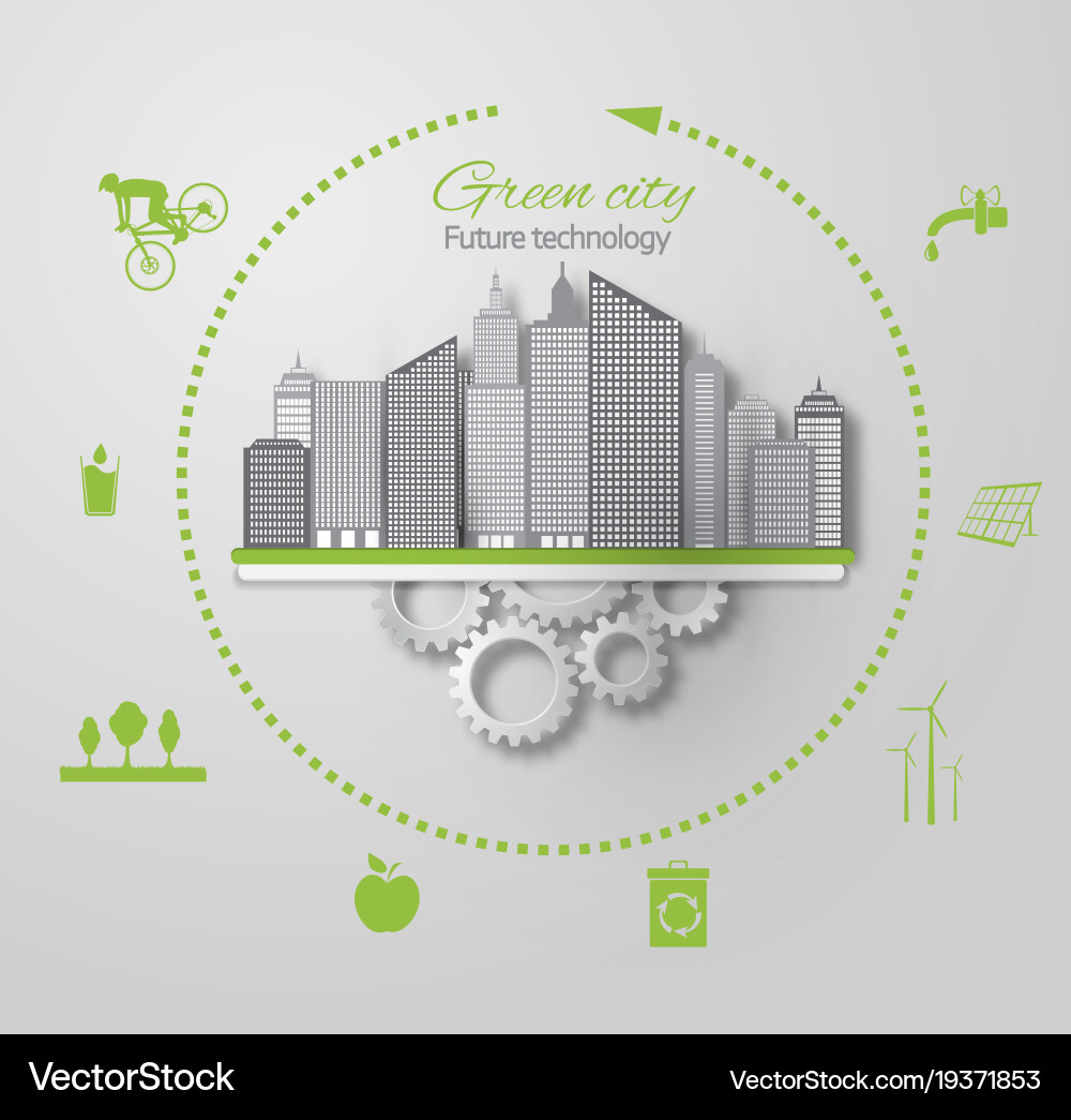 Eco concept green city Royalty Free Vector Image
