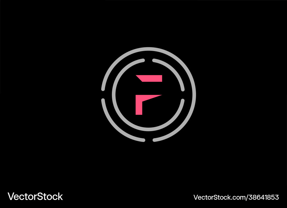 F letter design with pink colour and circles Vector Image