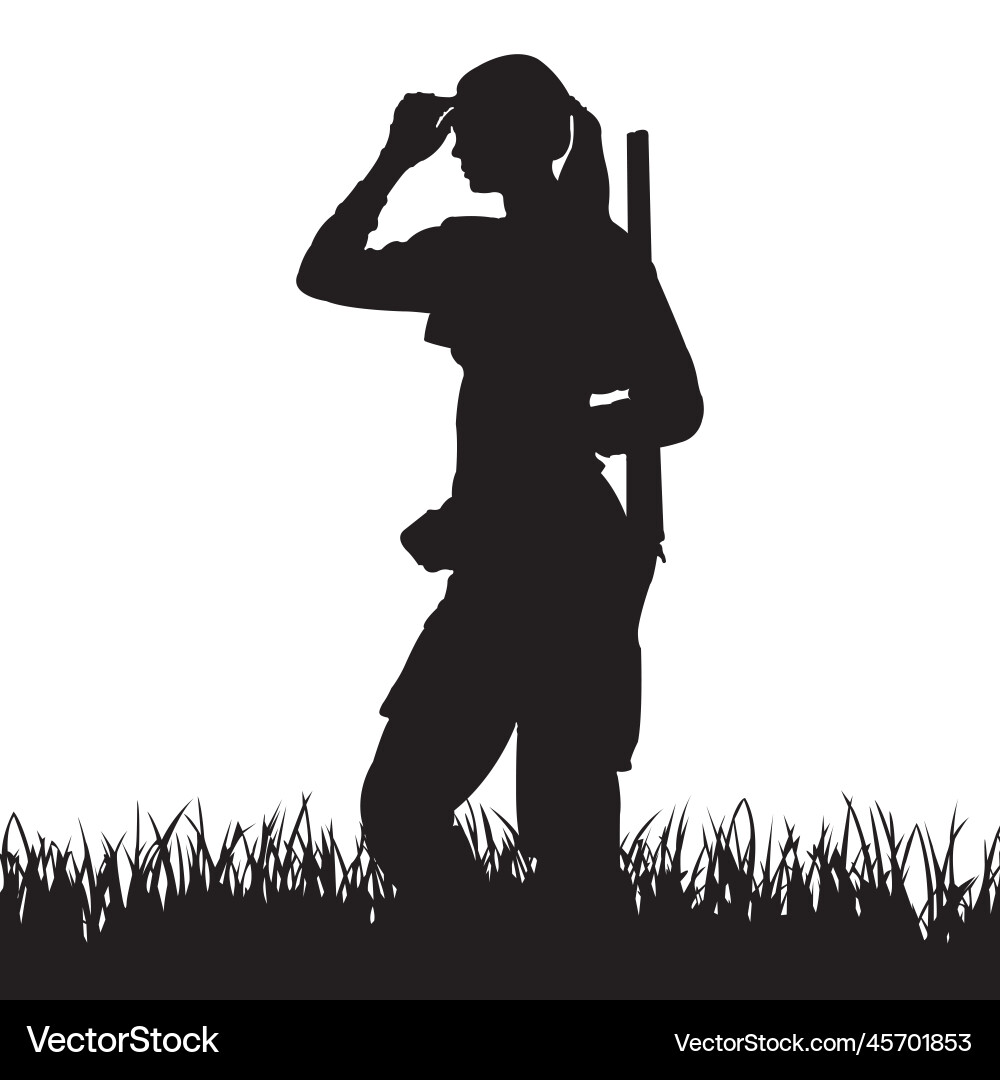 Female hunting silhouette Royalty Free Vector Image