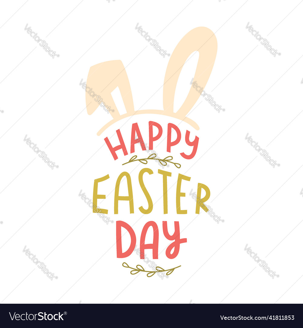 Happy easter day hand lettering Royalty Free Vector Image