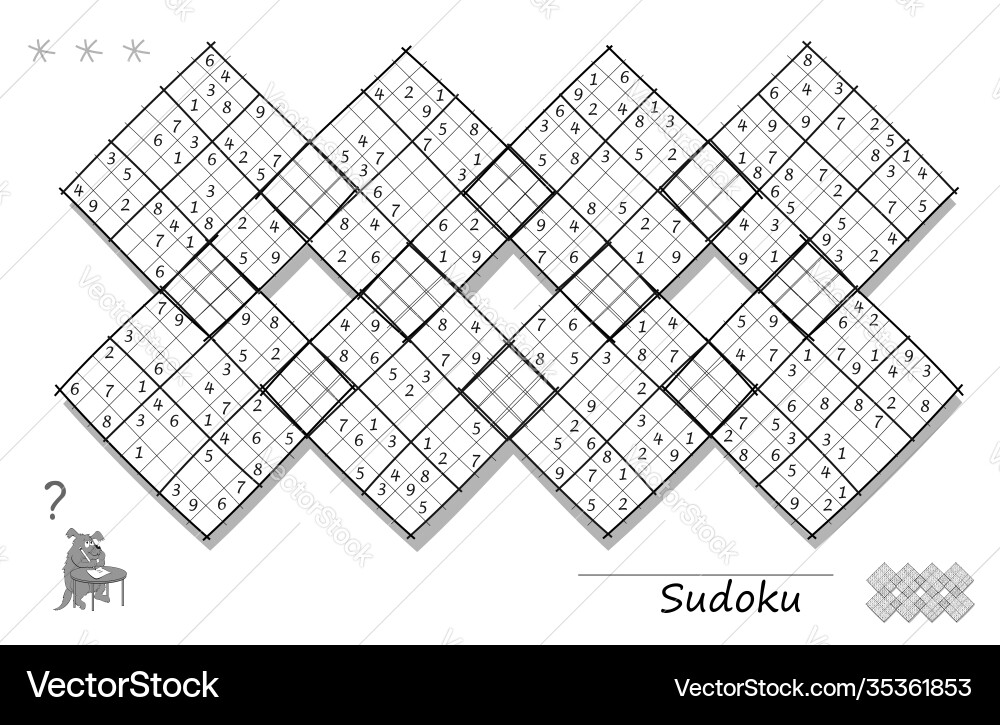 Logic sudoku diagonal game for children Royalty Free Vector