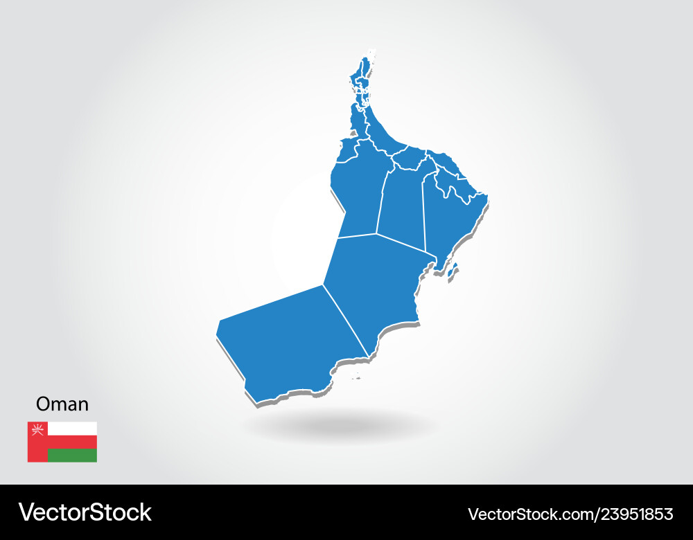 Oman map design with 3d style blue oman map and Vector Image