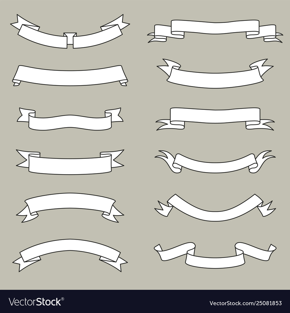 Ribbon thin line icon set outline sign Royalty Free Vector Ribbon thin line icon set outline sign Royalty Free Vector