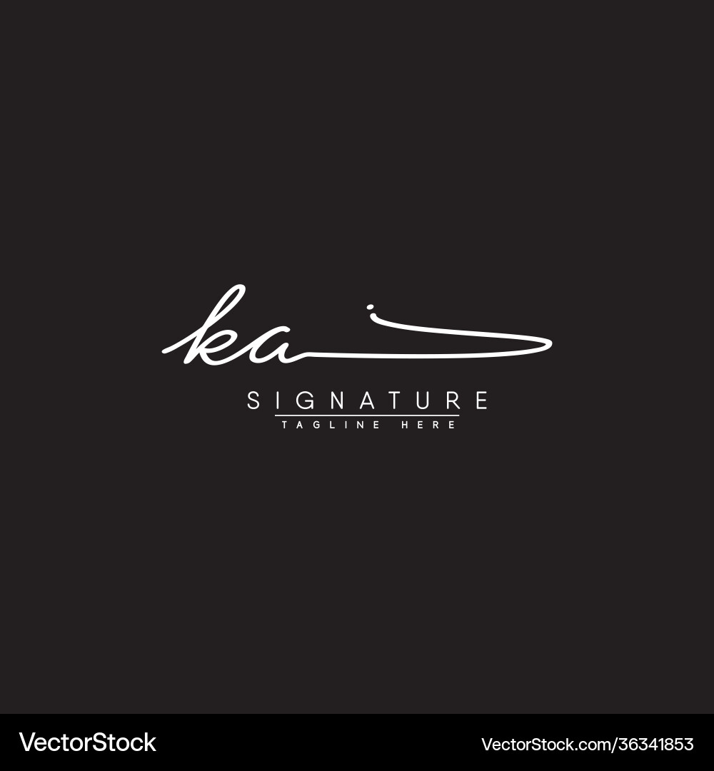 Signature logo for initial letter ka Royalty Free Vector