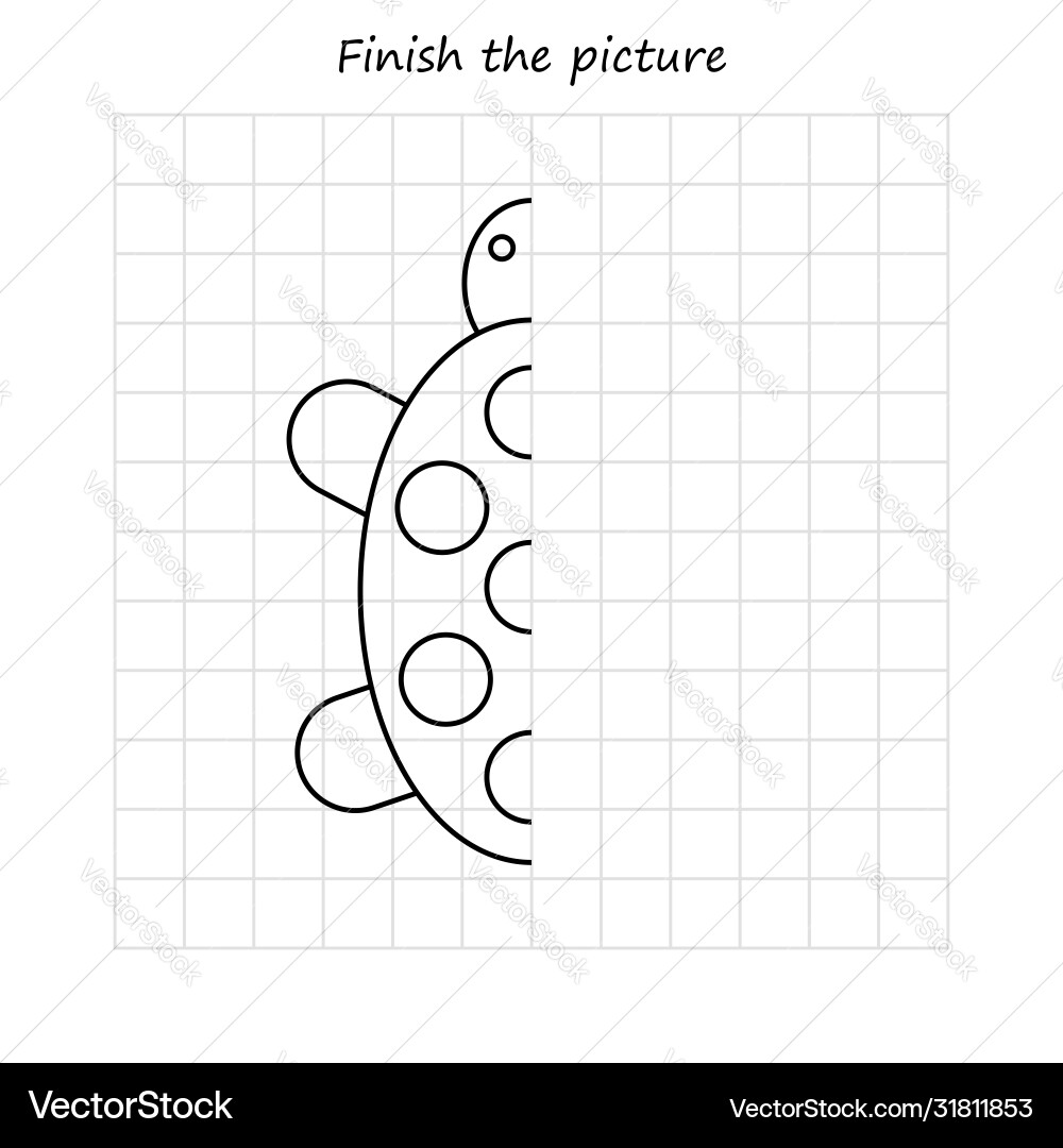 Turtle copy and coloring picture educational Vector Image