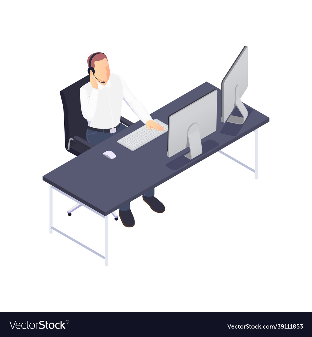 Working tech support composition Royalty Free Vector Image