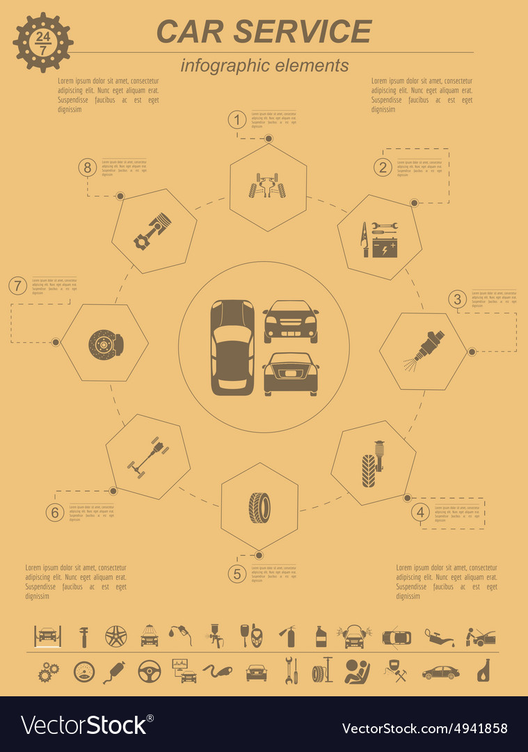 Car service repair infographics Royalty Free Vector Image