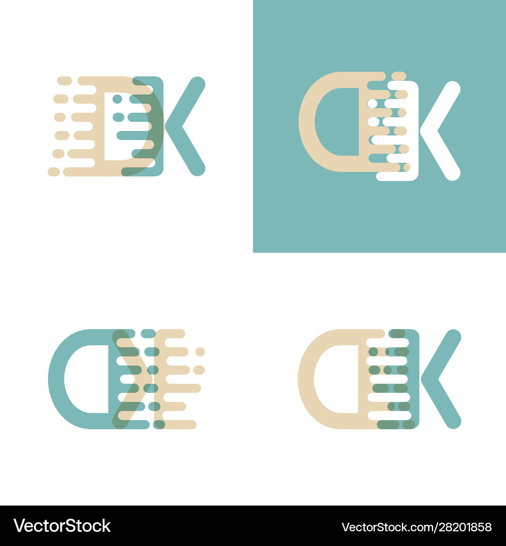 Dk letters logo with accent speed in cream Vector Image