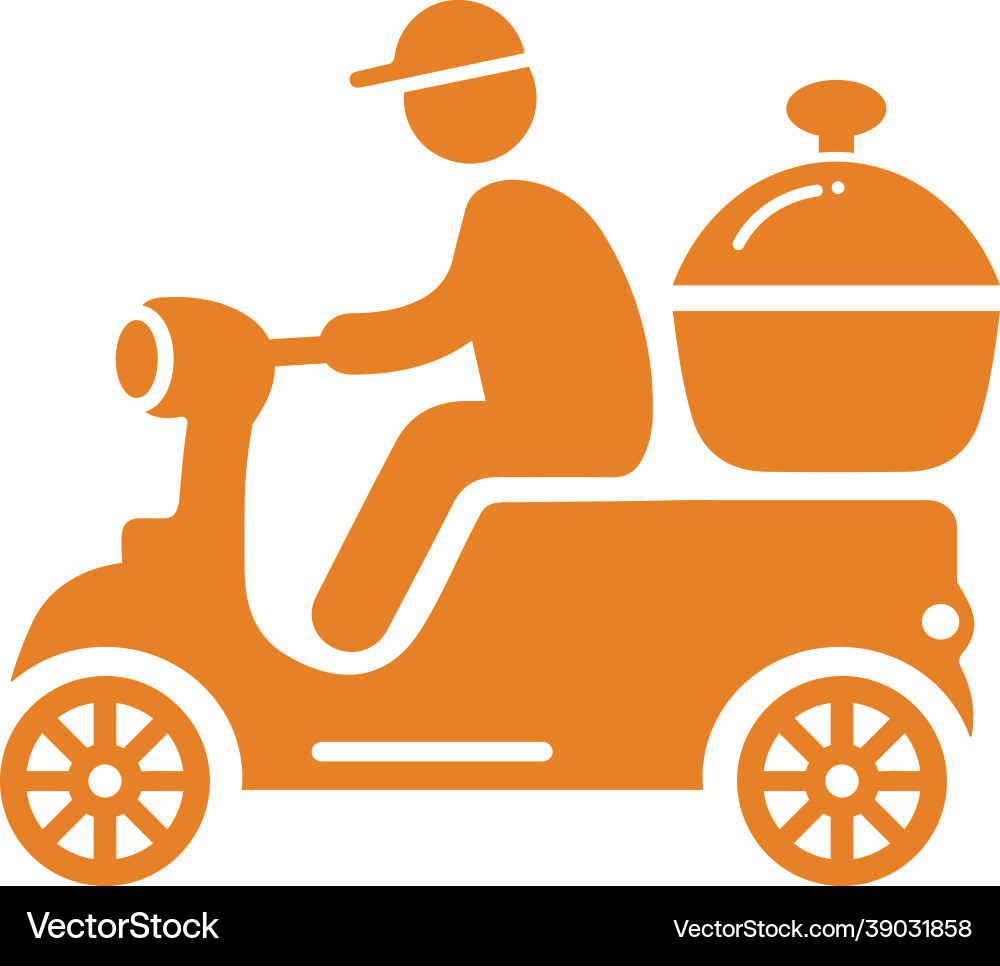 Food delivery icon orange design Royalty Free Vector Image