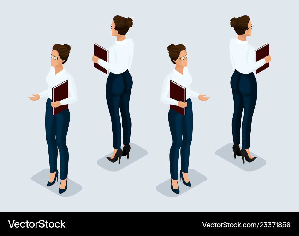 Isometric businessman front view rear view Vector Image
