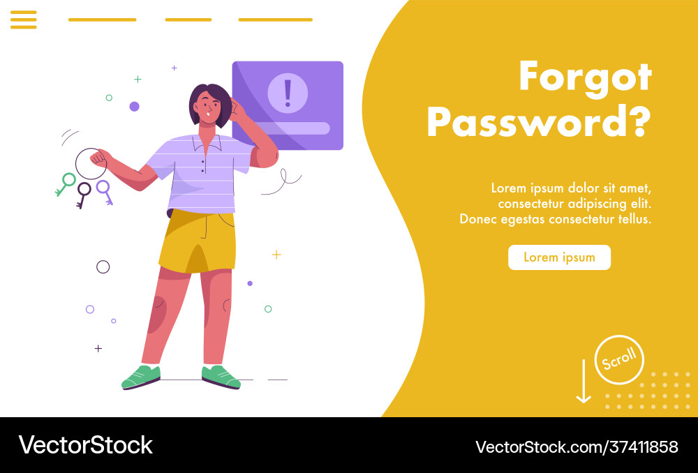 Landing page forgot password concept Royalty Free Vector