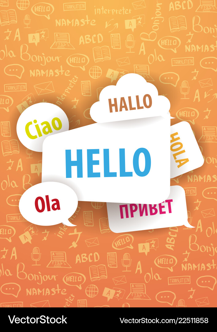 Language translator banner with hand-draw doodle Vector Image