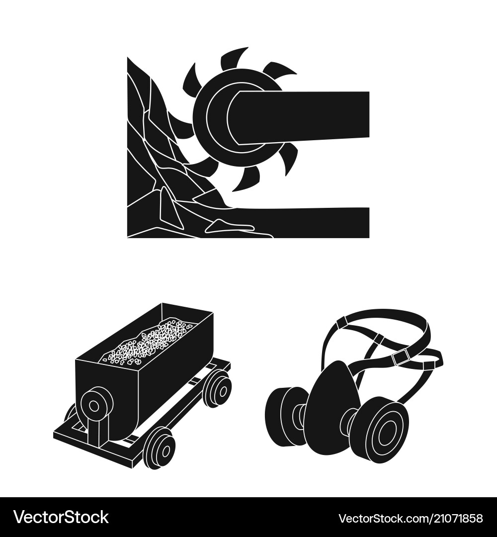 Mining industry black icons in set collection Vector Image