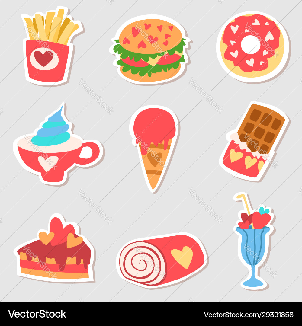Pack love stickers valentines labels set Vector Image