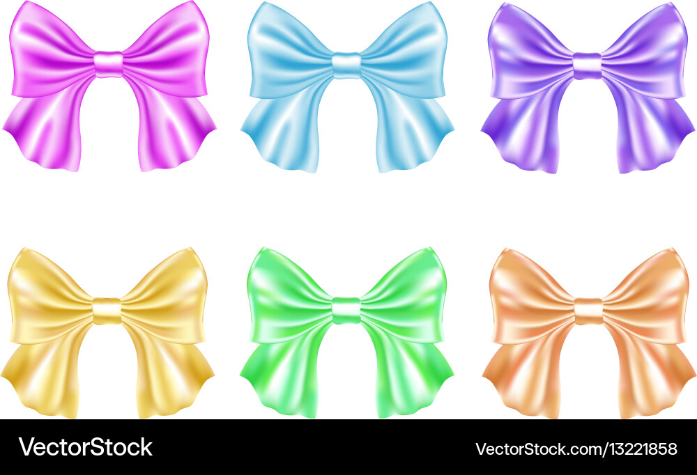 Set of multicolored satin bows Royalty Free Vector Image