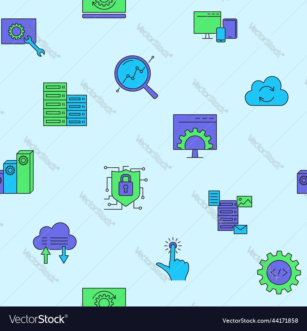 Software seamless pattern in colored line style Vector Image