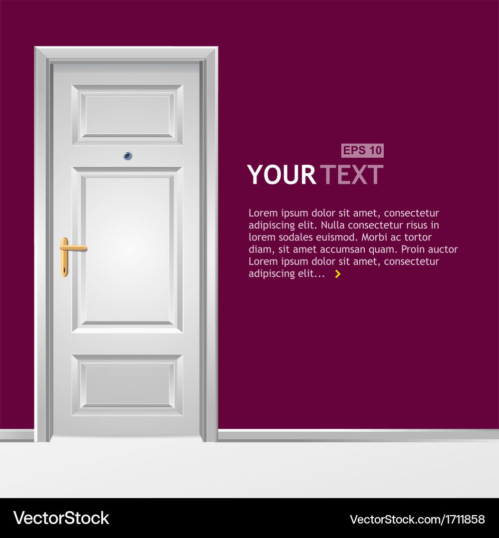 White door in the wall Royalty Free Vector Image
