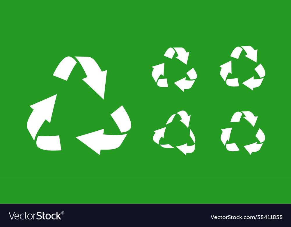 White triangular recycle eco arrow icon set Vector Image White triangular recycle eco arrow icon set Vector Image
