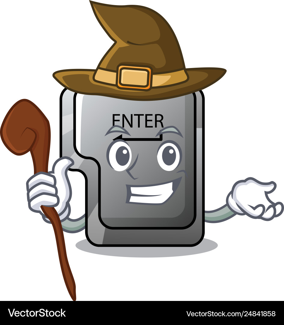 Witch button enter isolated in cartoon Royalty Free Vector