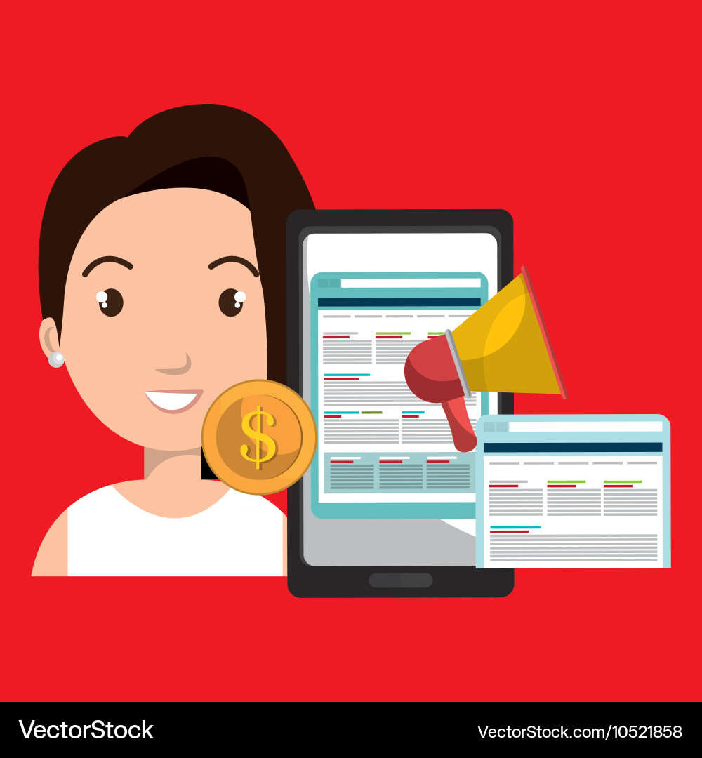 Woman smartphone billing icon Royalty Free Vector Image