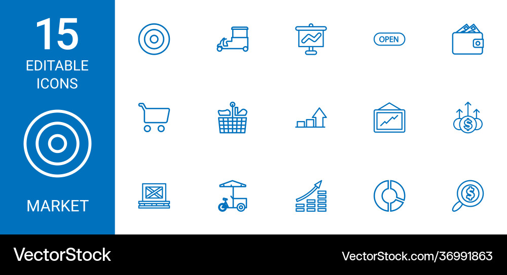 15 market icons Royalty Free Vector Image - VectorStock