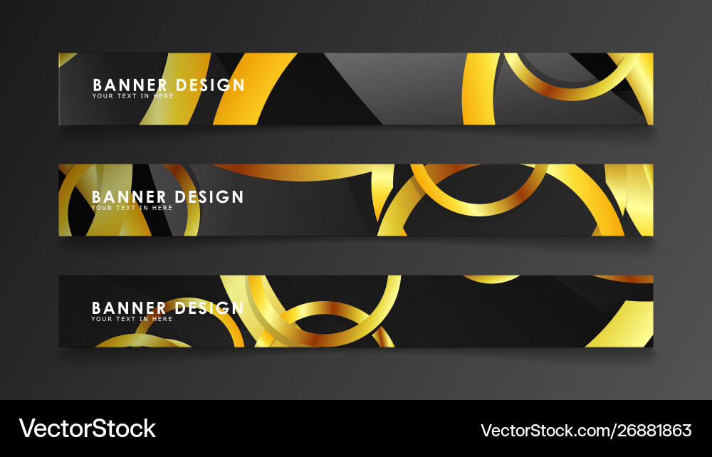 Abstract circle banner fancy golden Royalty Free Vector