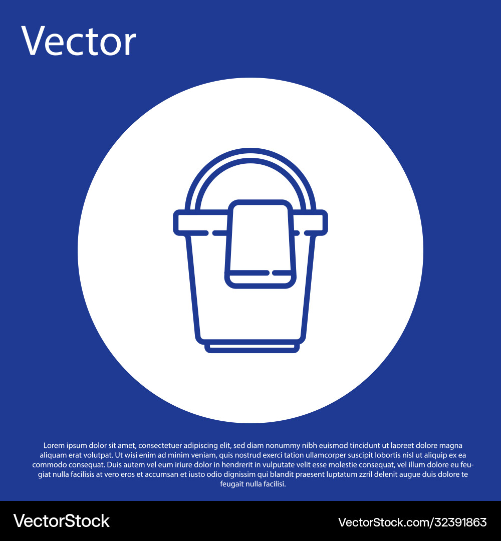 Blue line bucket with rag icon isolated on Vector Image