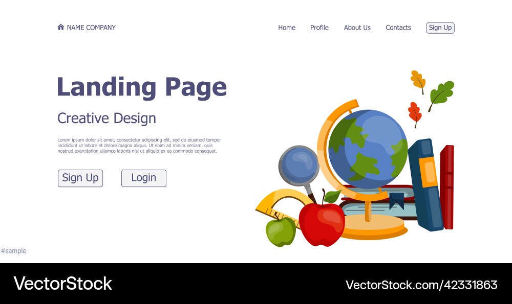 Concept design online school landing page Vector Image