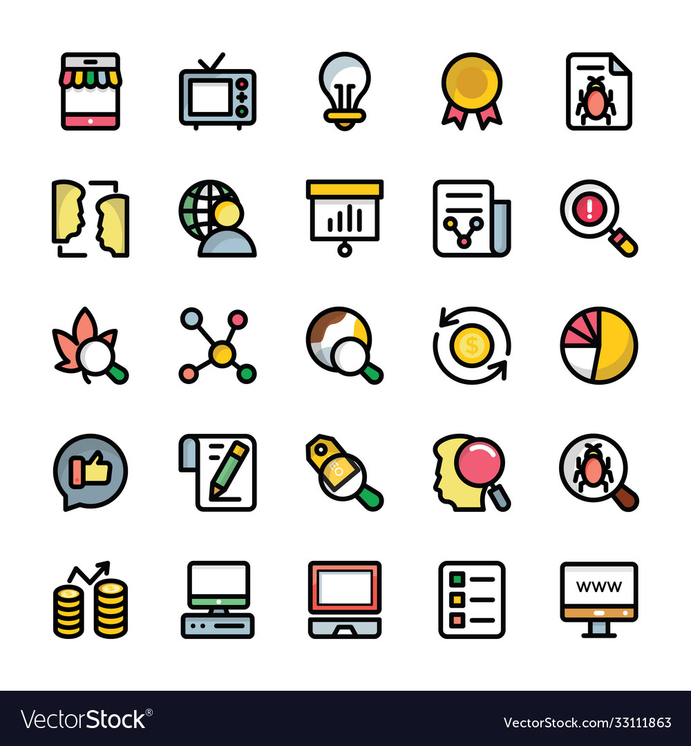 Digital marketing flat icons set Royalty Free Vector Image