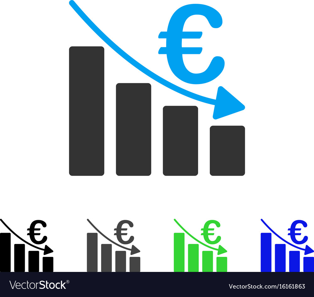Euro recession bar chart flat icon Royalty Free Vector Image Euro recession bar chart flat icon Royalty Free Vector Image