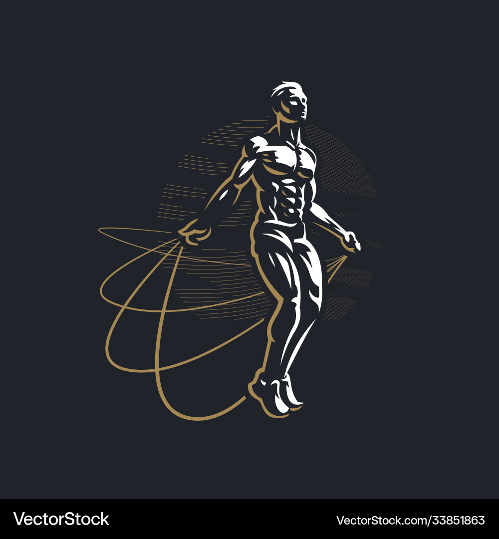 Fitness man jumping rope Royalty Free Vector Image