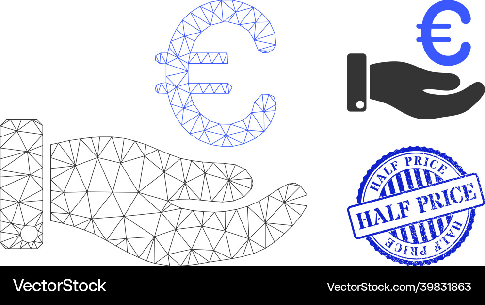 Half price distress stamp and web carcass hand Vector Image