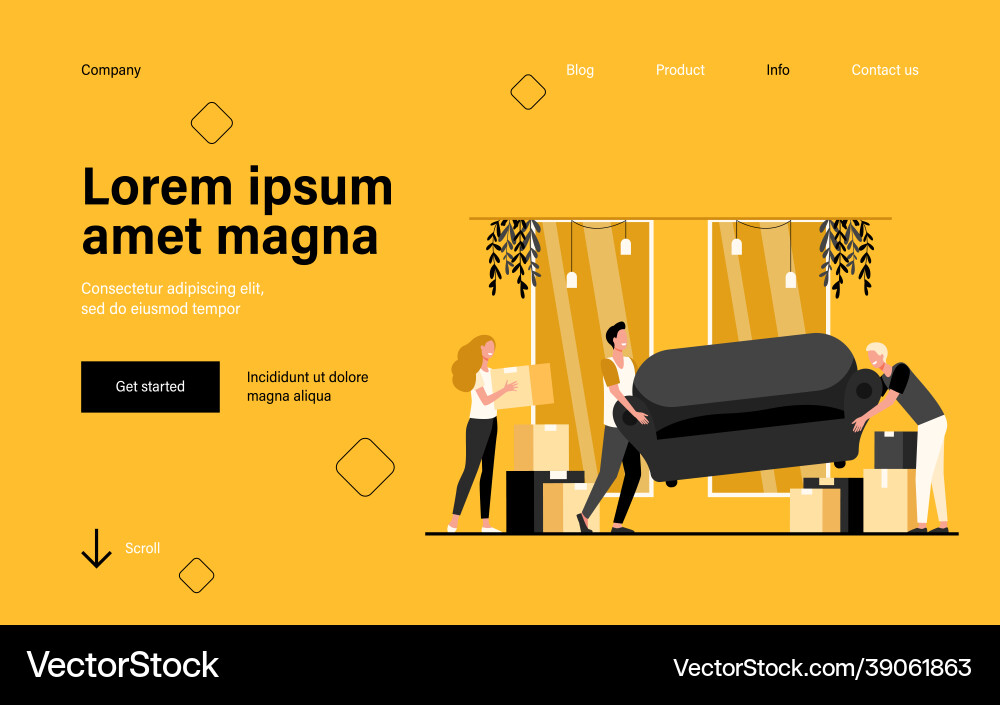 Happy people moving into new home Royalty Free Vector Image