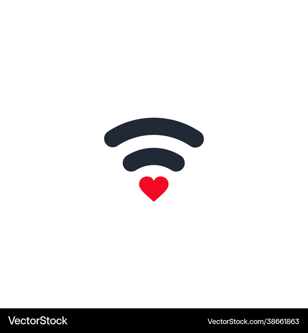 Heart wifi connect icon in flat style Royalty Free Vector